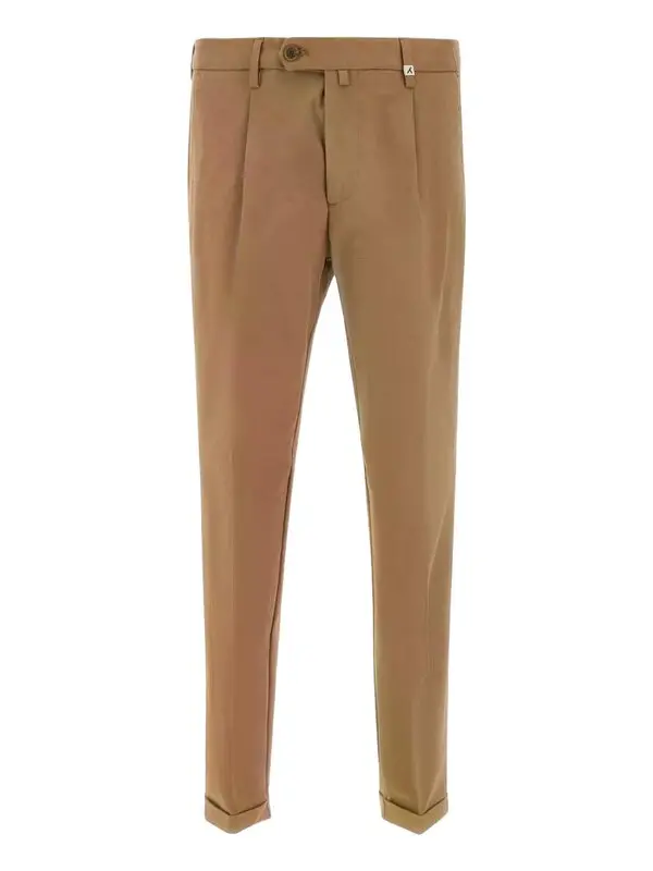 MYTHS Pleated Cotton Trousers - Brown