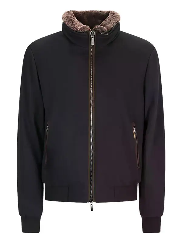 MOORER Fleece-lined Bomber Jacket - Black