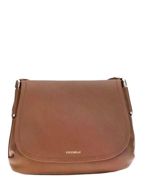 COCCINELLE Leather Shoulder Bag With Flap Detail - Brown