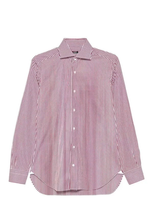 BARBA NAPOLI Striped Cotton Shirt - Red