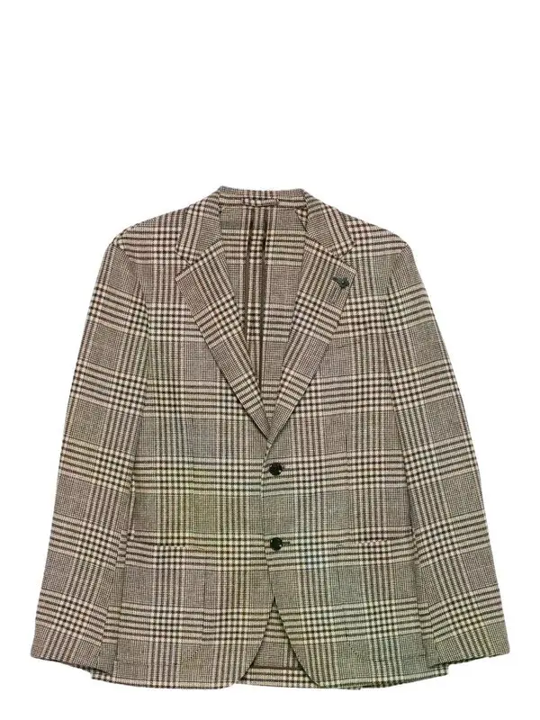 LARDINI Checked Wool Jacket - Brown