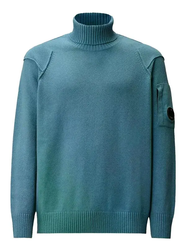 C.P. COMPANY Roll-neck Patch-pocket Jumper - Blue