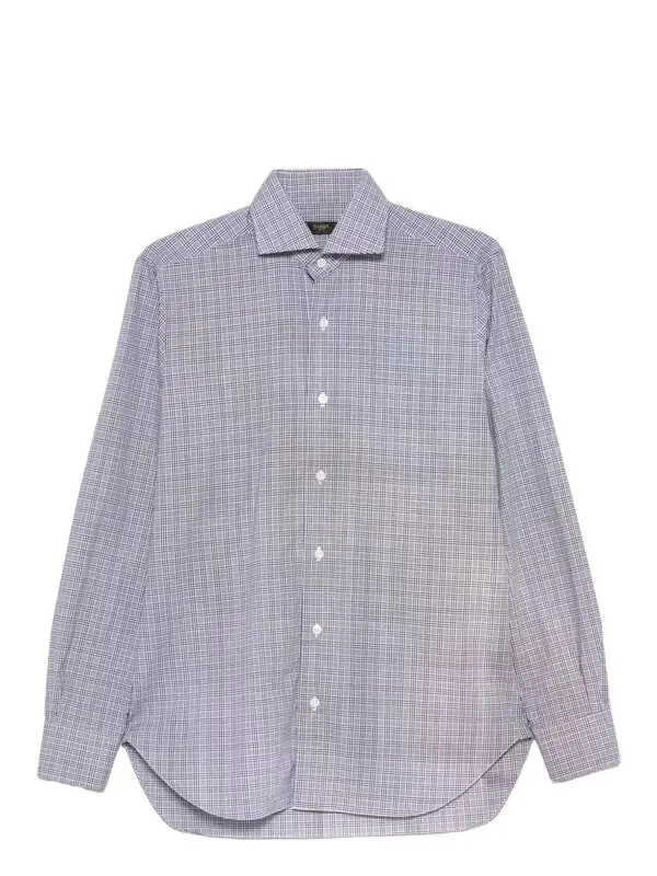 BARBA NAPOLI Checked Cotton Shirt - Blue