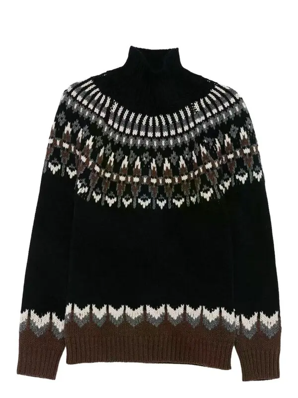 DONDUP Fair Isle Turtleneck Sweater - Black