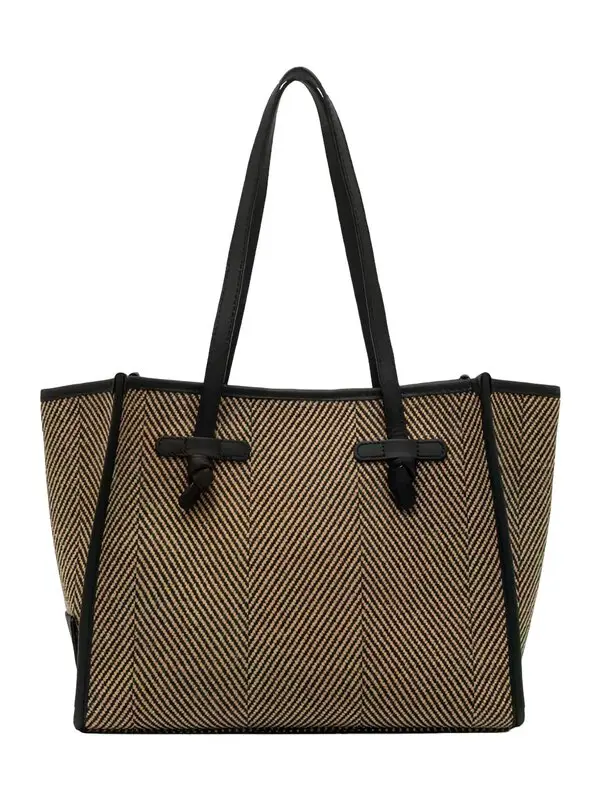 GIANNI CHIARINI Marcella Herringbone Knot Tote Bag - Brown
