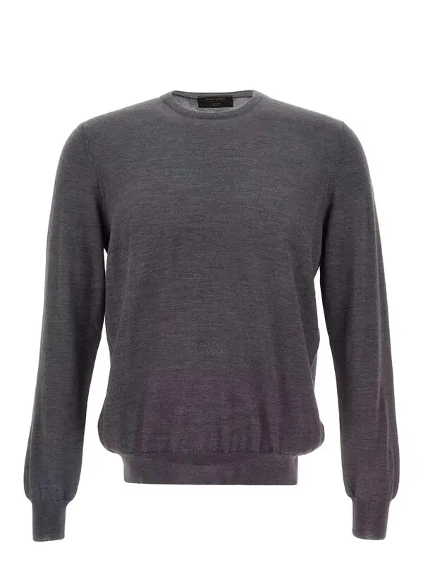 GRAN SASSO Crew-neck Ribbed Sweater - Grey