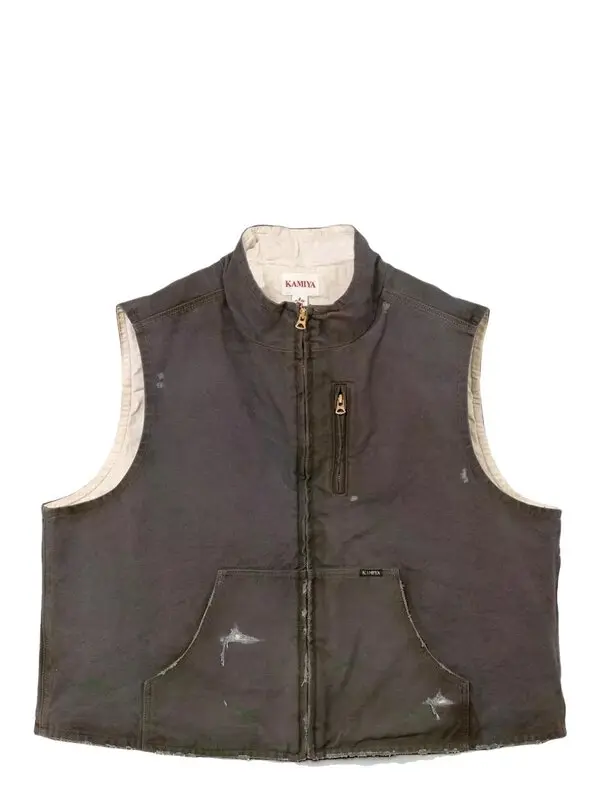 KAMIYA Distressed Zip-fastening Vest - Grey