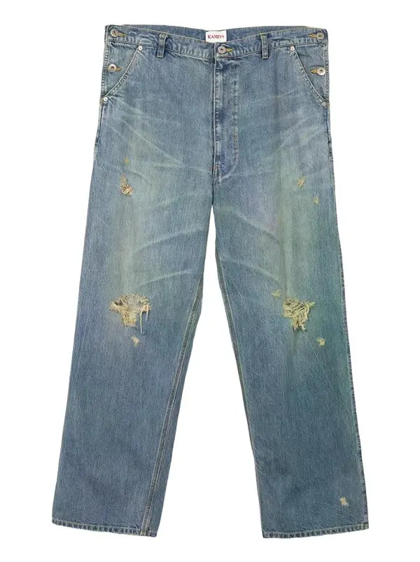KAMIYA Distressed Ripped Trousers - Blue