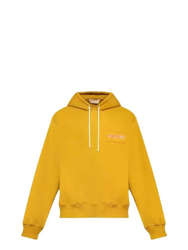 Marni Logo-patch Cotton Hoodie - Yellow
