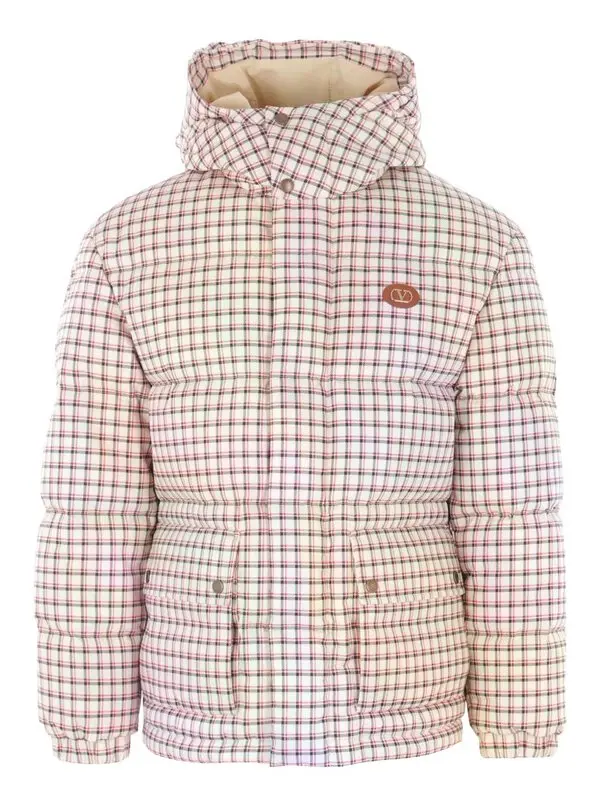 Valentino Garavani Vlogo Checked Quilted Coat - White