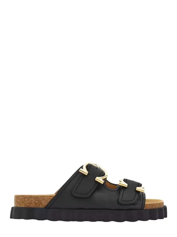 FERRAGAMO Gancini Buckle Sandals - Black