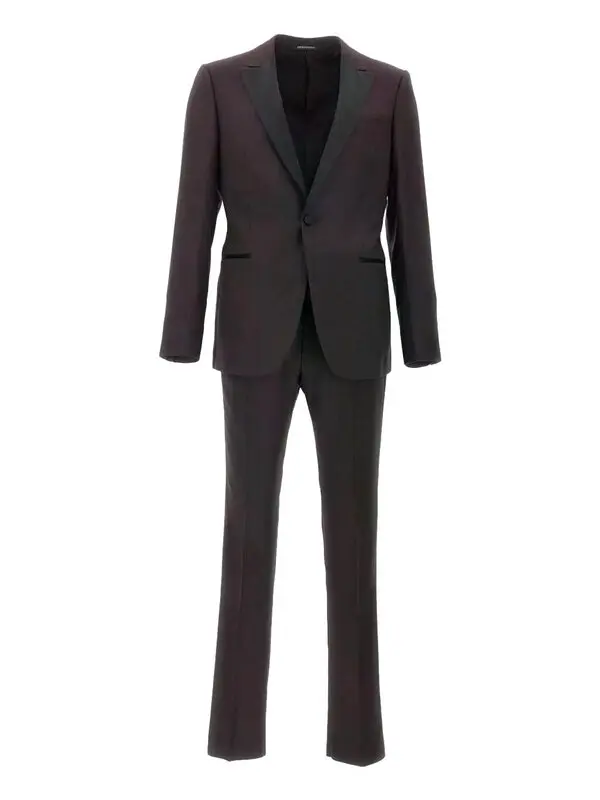Emporio Armani Peaked-lapel Satin-trimmed Suit - Purple