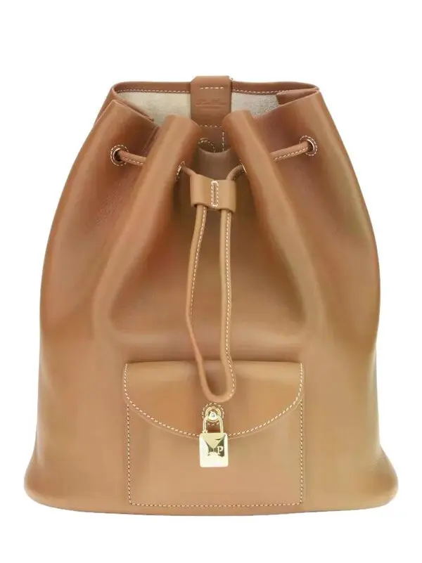 Loro Piana Drawstring Leather Backpack - Brown