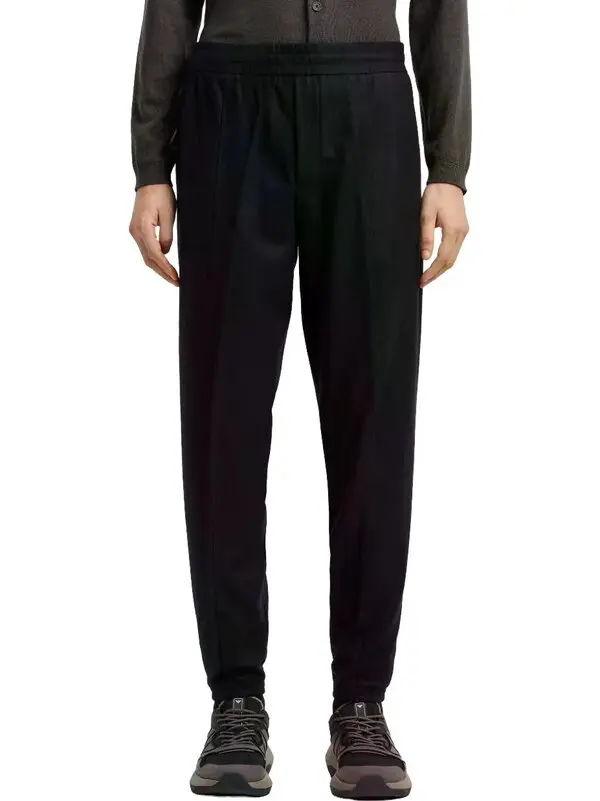Emporio Armani Elasticated-waist Wool Trousers - Blue