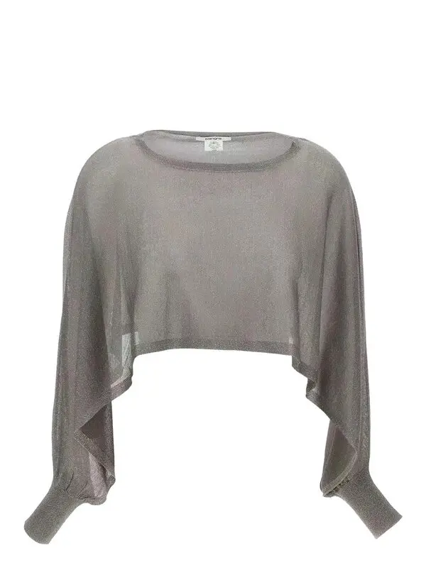 KANGRA Lurex-detailed Cropped Top - Silver