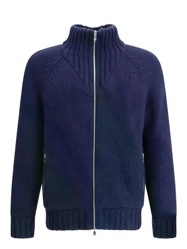 Brunello Cucinelli High-neck Zip-front Cashmere Jacket - Blue