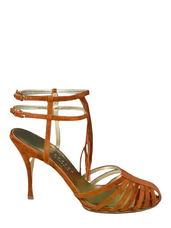 CABECEO 100mm Caged Heeled Sandals - Brown