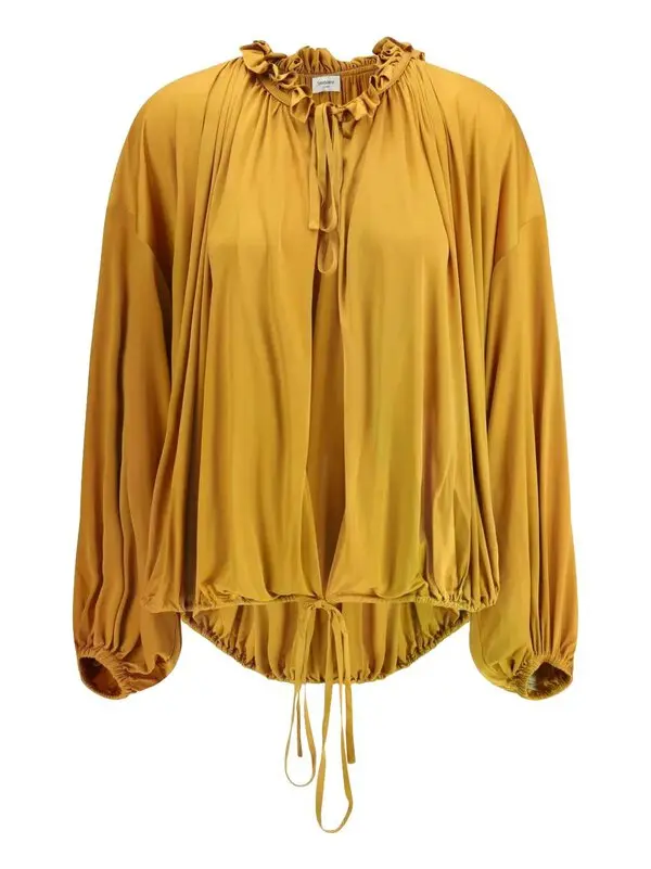 Saint Laurent Ruffled Drawstring Top - Orange