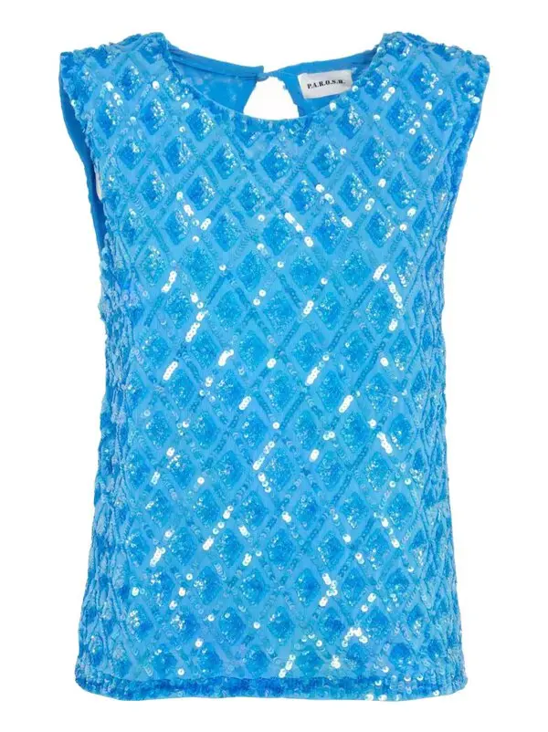 P.a.r.o.s.h Sequin-embellished Sleeveless Top - Blue