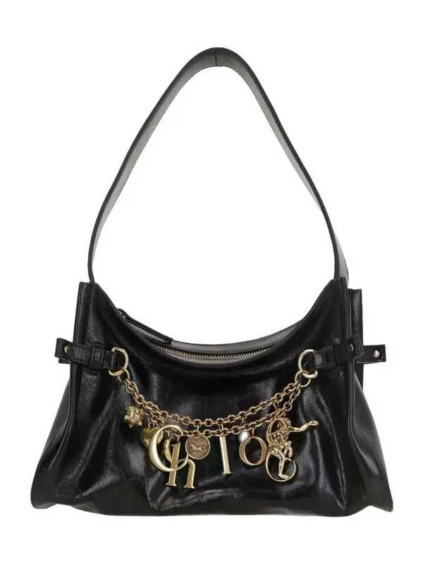 Chloé Charms Embellished Leather Shoulder Bag - Black