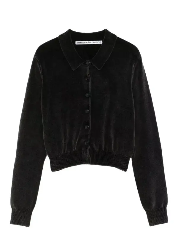 Alexander Wang Collared Cropped Cardigan - Black