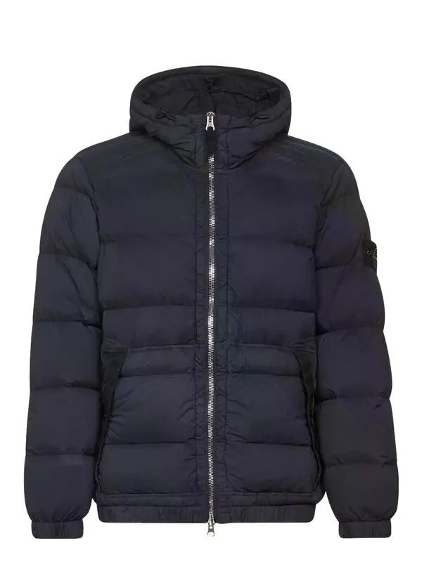 Stone Island Padded Jacket With Double-slider Zip - Blue