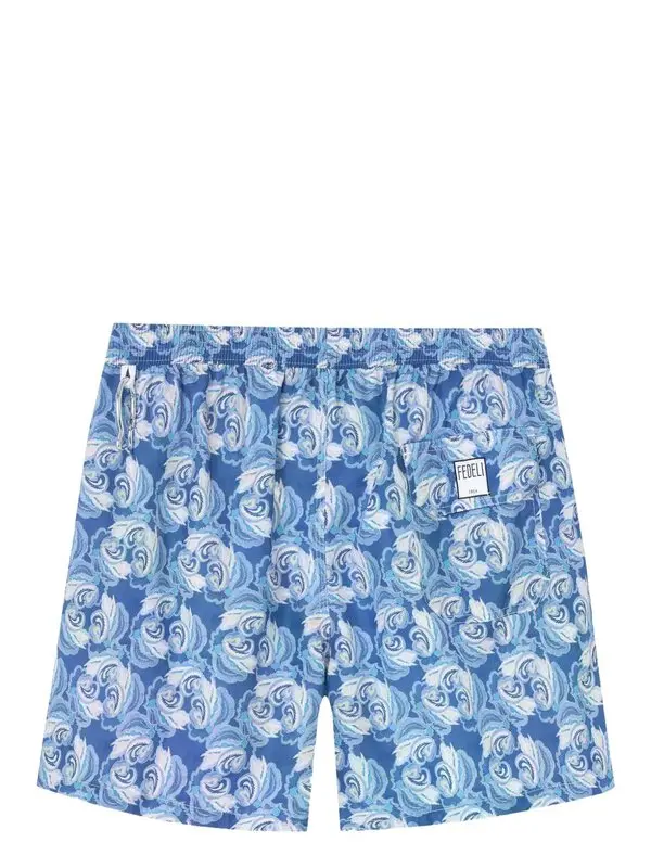 Fedeli Paisley-print Swim Trunks - Blue