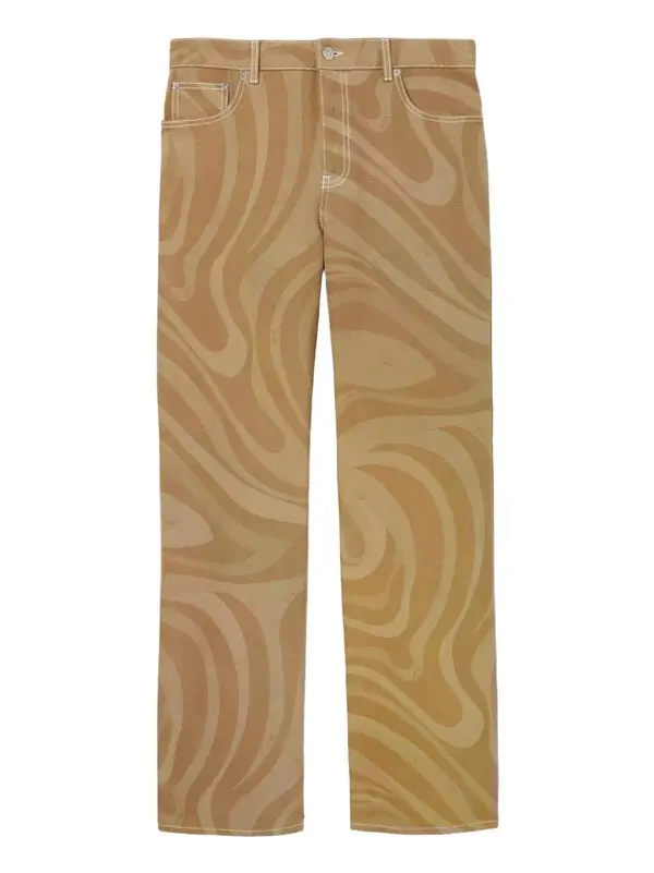 Emilio Pucci Marmo-print Straight-leg Trousers - Neutrals