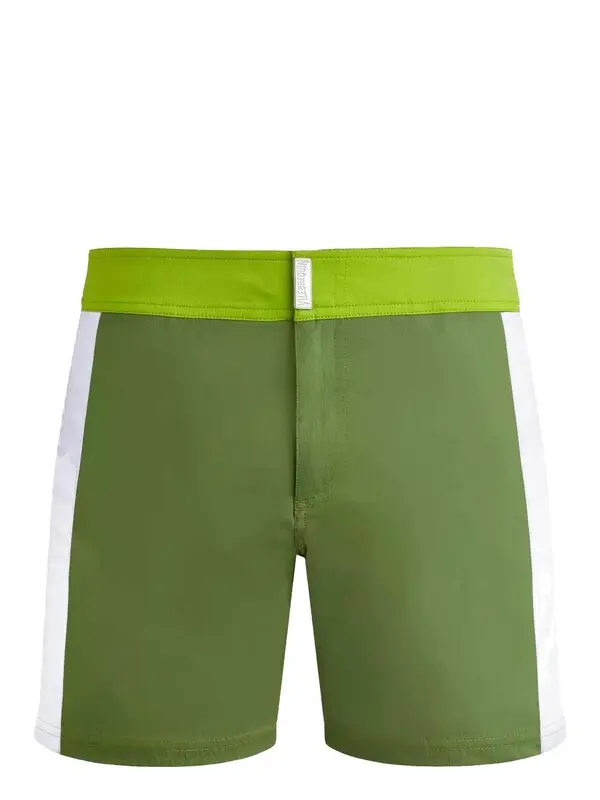 Vilebrequin Flat-waistband Side-striped Swim Trunks - Green