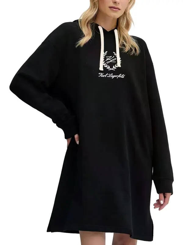 Karl Lagerfeld Logo-embroidered Hooded Midi Dress - Black