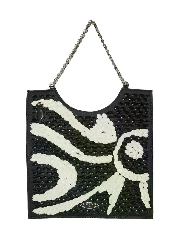 Emilio Pucci Embroidered Fold Tote Bag - Black