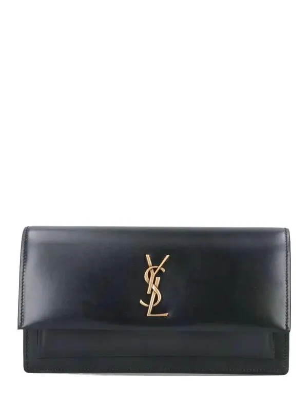Saint Laurent Logo-plaque Chain-strap Clutch - 000 Black