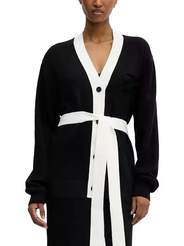 Karl Lagerfeld Contrast-panel Logo Cardigan - Black