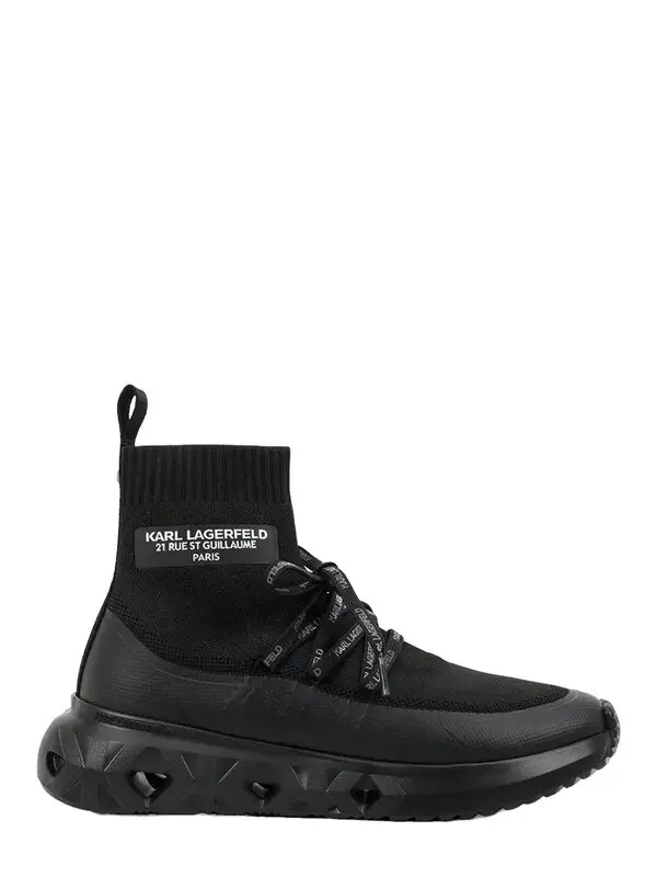 Karl Lagerfeld Sock-knit Lace-up Sneakers - Black