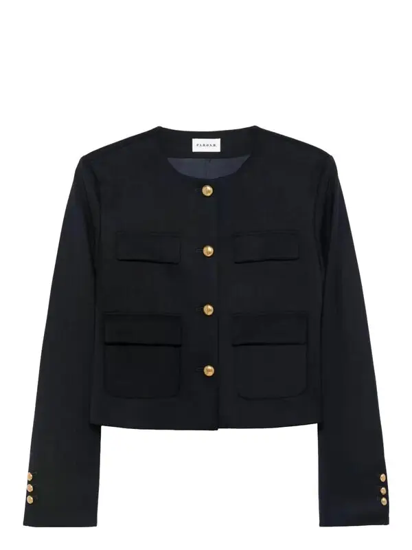 P.a.r.o.s.h Round-neck Buttoned Jacket - Blue