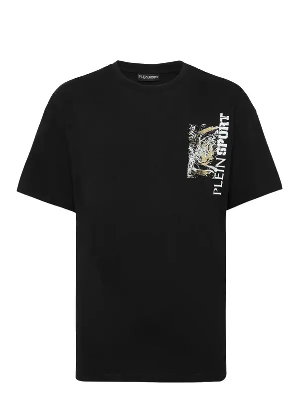 PLEIN SPORT Tiger-print Cotton T-shirt - Black