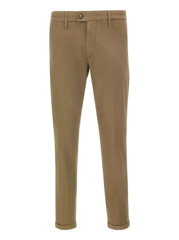 RE-HASH Cuffed Cotton-blend Trousers - Brown