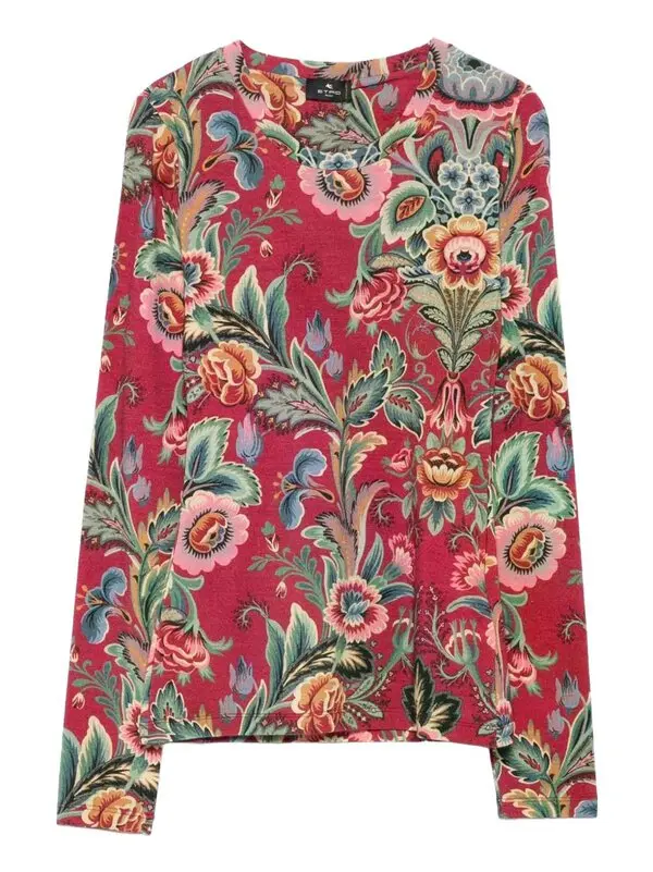 Etro Floral-print Long-sleeve Top - Red