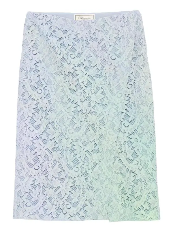 Blumarine Lace Floral Midi Skirt - Blue