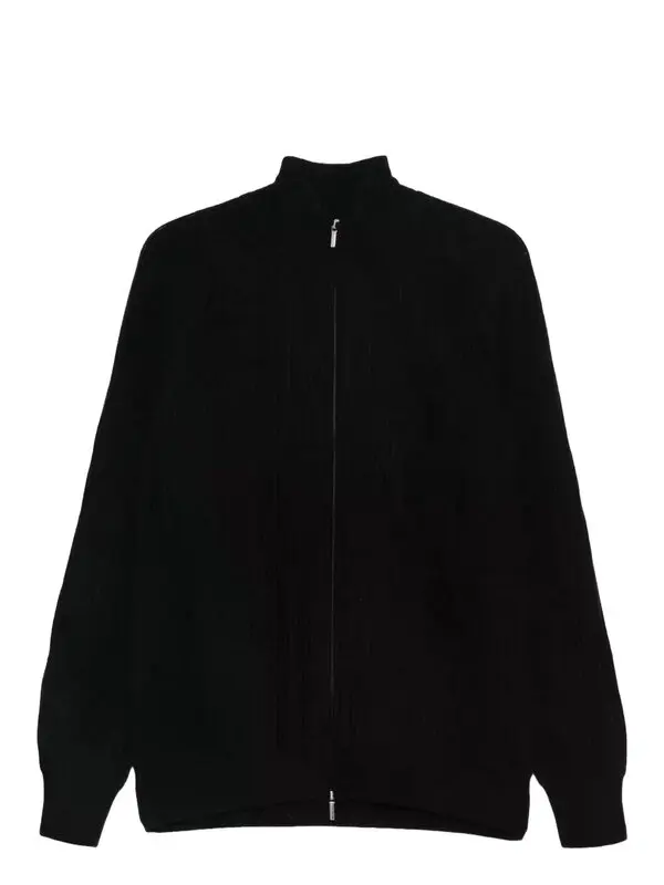 BARBA NAPOLI Ribbed Zip-up Cardigan - Black