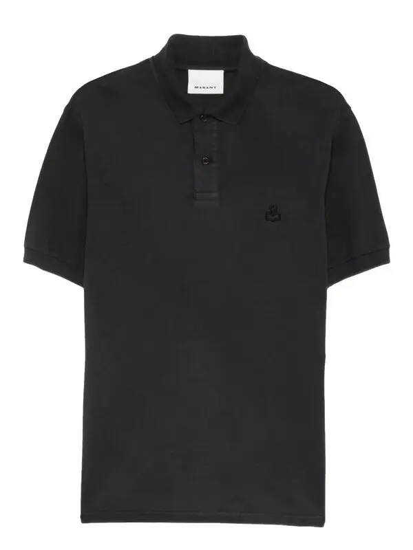 MARANT Logo-embroidered Polo Shirt - Black
