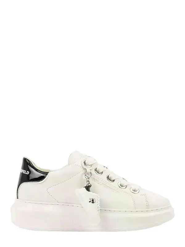 Karl Lagerfeld Kapri Patent-leather Keychain Sneakers - White