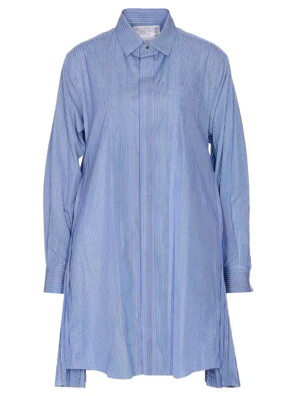 Sacai Striped Mini Shirt Dress - Blue