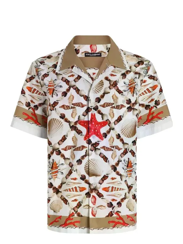 Dolce & Gabbana Shell-print Short-sleeve Shirt - Neutrals