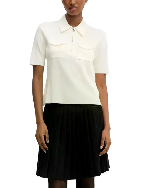 Karl Lagerfeld Zip-front Polo Top - White