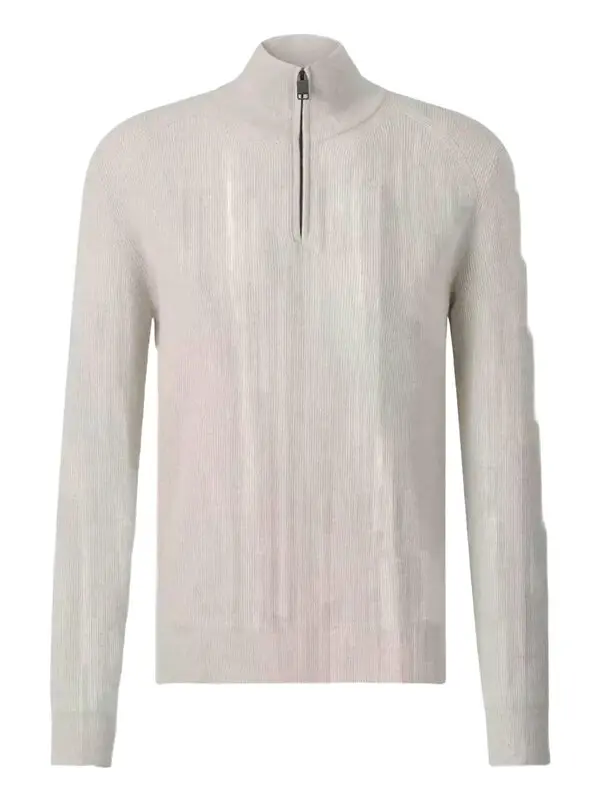 Brioni Ribbed Zip-neck Sweater - Neutrals