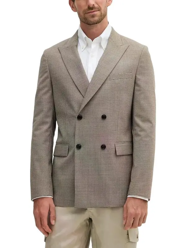BOSS Double-breasted Checked Blazer - Neutrals