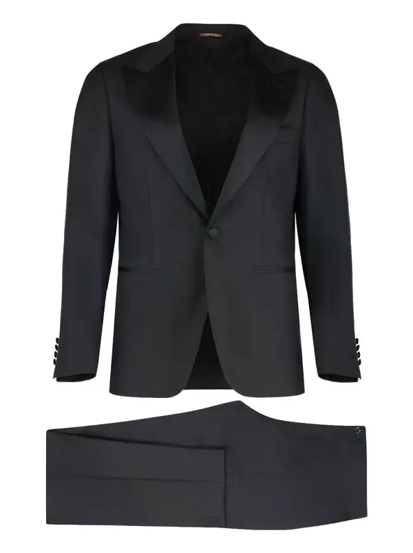 Canali Peak-lapel Wool Suit - Black