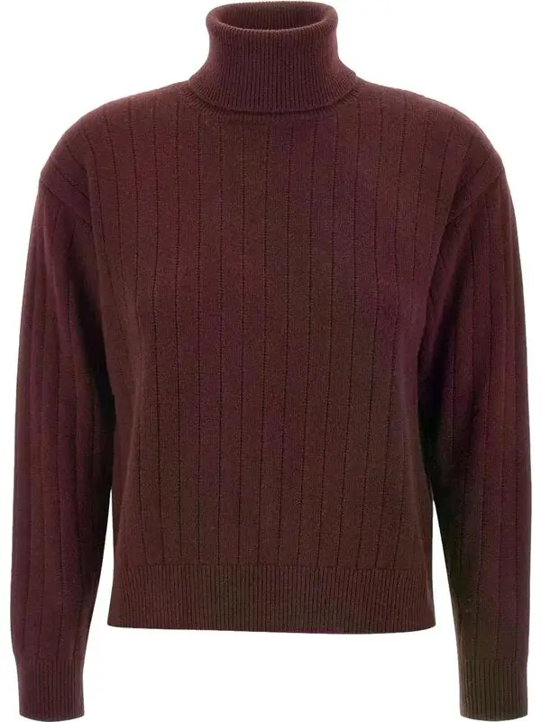 Eleventy Turtleneck Ribbed Sweater - Red
