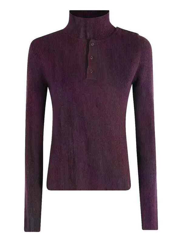 Federica Tosi High-neck Button-placket Sweater - Purple